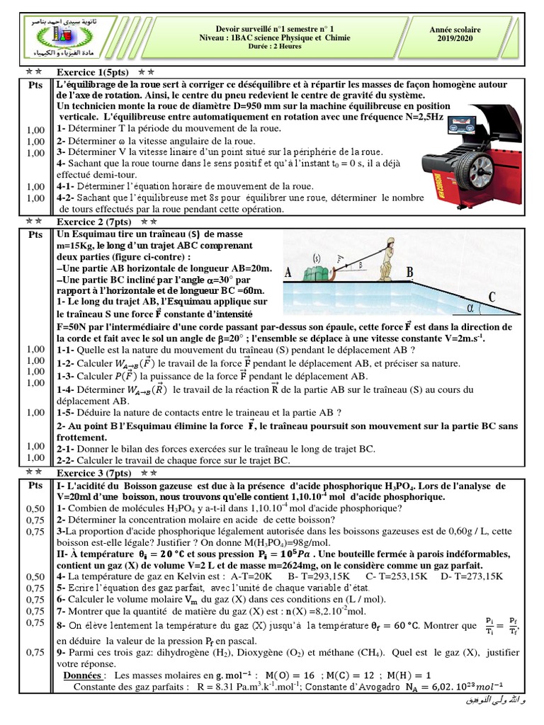 Exercices corrigés sur la rotation d'un solide | PDF | Rotation ...