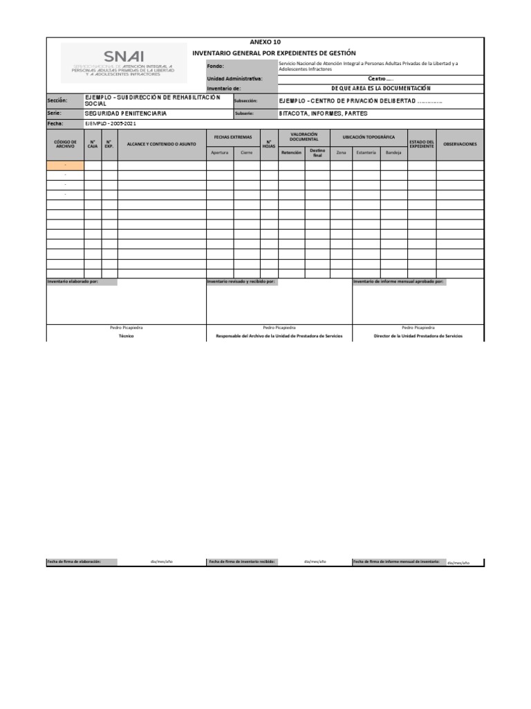 Desvinculación - Anexo 10 Inventario General Por Expediente - Gestion - PARA DESVINCULACIÓN | PDF
