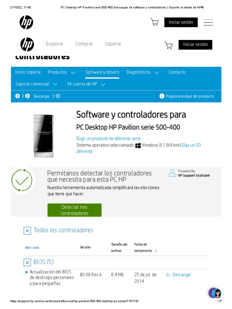 PC Desktop HP Pavilion Serie 500-400 Descargas de Software y Controladores - Soporte Al Cliente ...