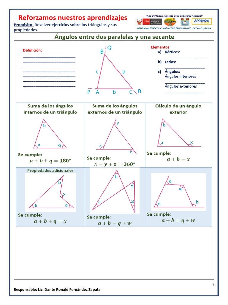 Triángulo y Sus Propiedades | PDF | Triángulo | Geometría Elemental