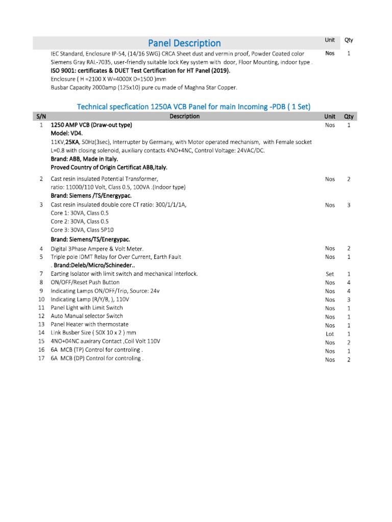 11KV HT Switchgear | PDF