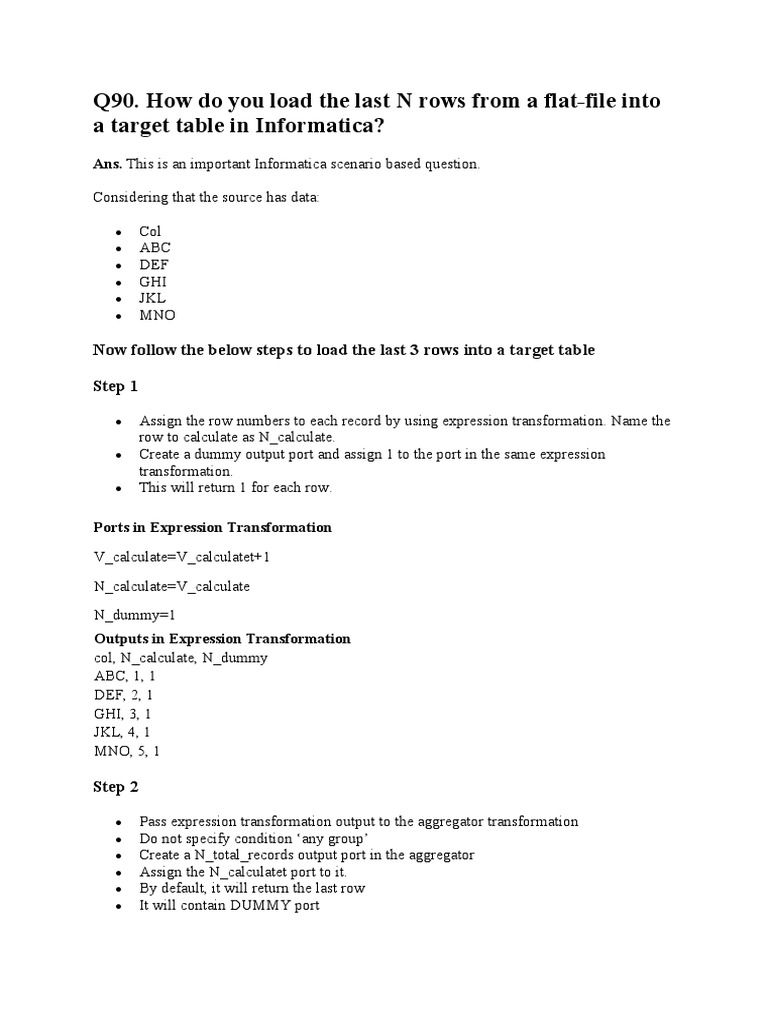 Informatica Scenario Based Ques | PDF | Databases | Table (Database)