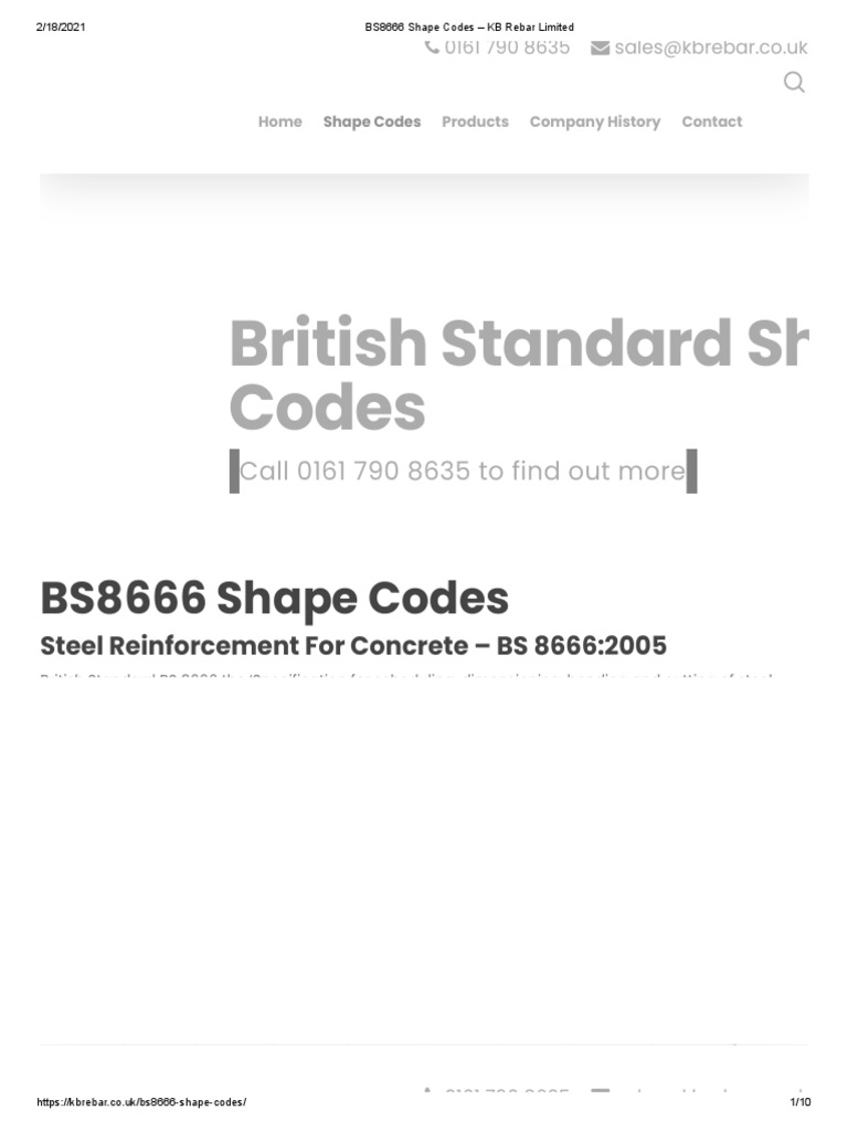 BS8666 Shape Codes - KB Rebar Limited | PDF