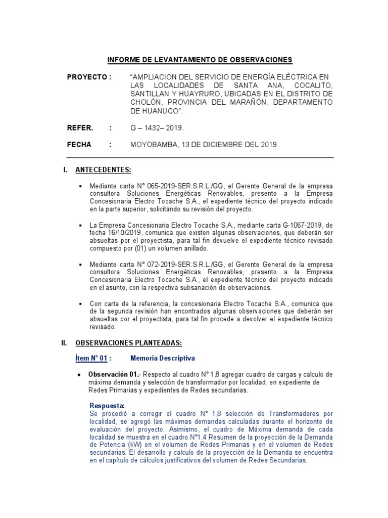 2DO Levantamiento de Observaciones | PDF | Presupuesto | Cantidades fisicas