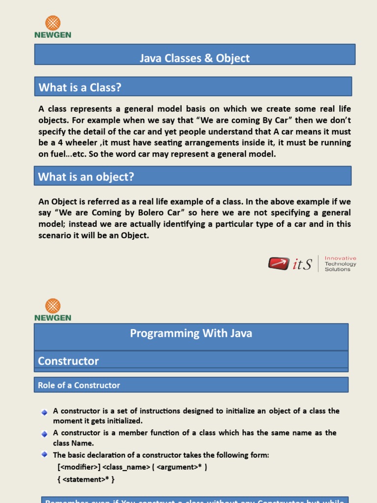 Java NewGen Day 2 | PDF | Programming | Constructor (Object Oriented ...
