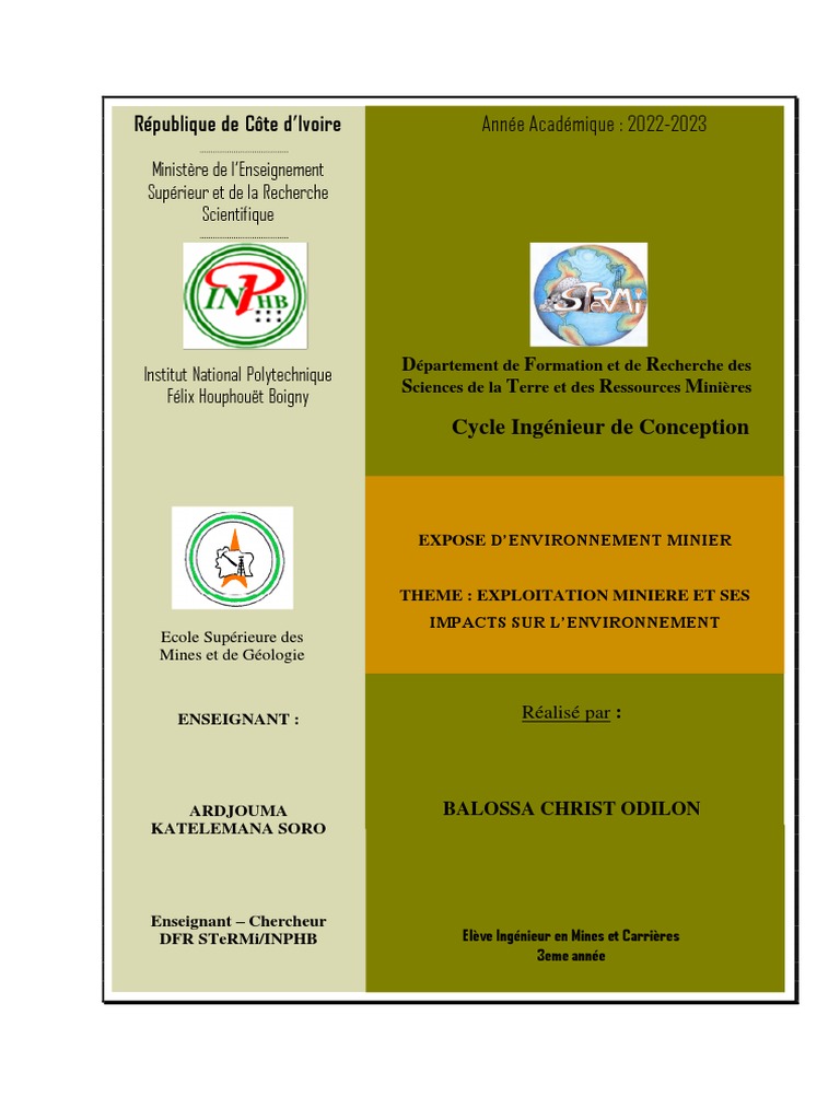 Impacts Environnementaux | PDF | Exploitation minière | Pollution de l'air