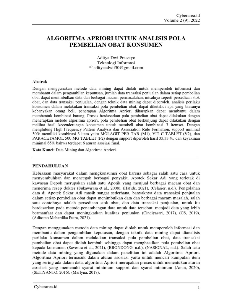 Analisis Pola Pembelian Obat Konsumen Menggunakan Algoritma Apriori di ...
