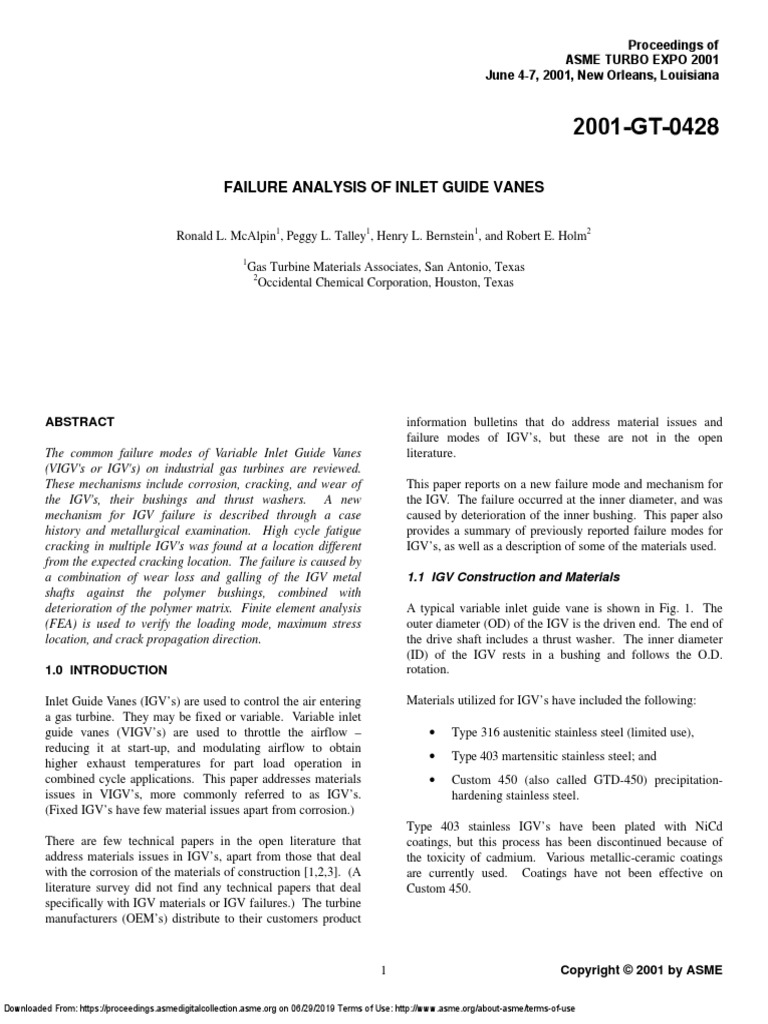 Failure Analysis of Inlet Guide Vanes | PDF | Wear | Stainless Steel