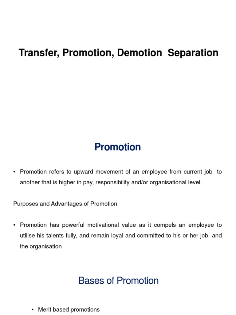 Promotion, Demotion, and Transfer Policies | PDF | Employment | Layoff
