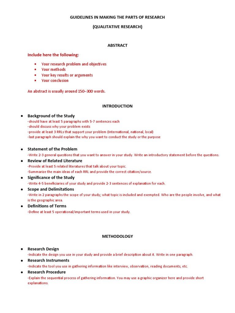 Parts of The Research Paper | PDF | Data | Paragraph