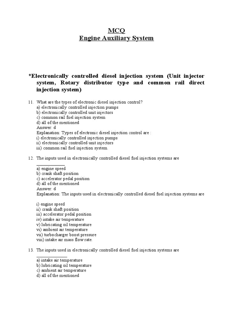 Automobile Engineering MCQ | PDF | Ignition System | Diesel Engine