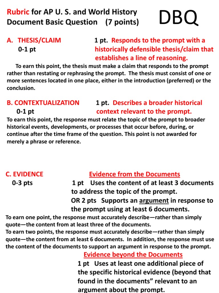 APUSH DBQ Presentation | PDF | Argument | Understanding