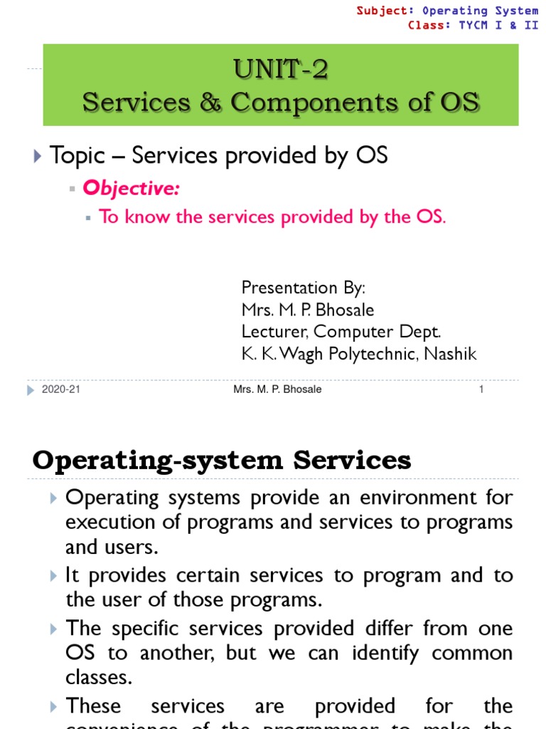 Unit-2 Topic-1 Services of OS | PDF | Operating System | Computer Data ...