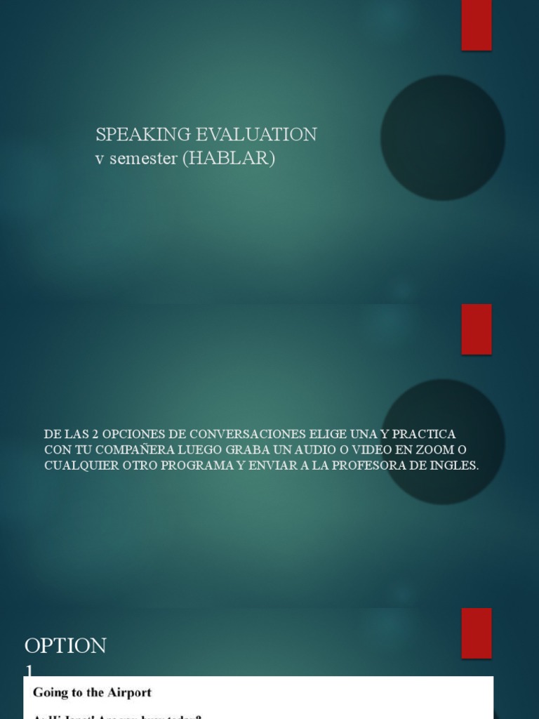 Speaking Evaluation (Hablar) V Semester | PDF