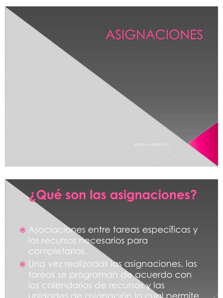 Asignaciones Tipo de Tareas