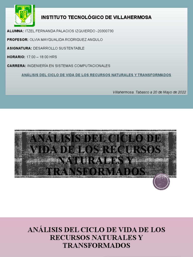 Análisis Del Ciclo de Vida de Los Recursos Naturales y Transformados | PDF | Evaluación del ...