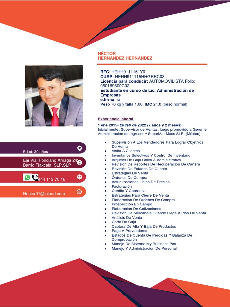 CV Hector Hernandez Hernandez | PDF | Economias