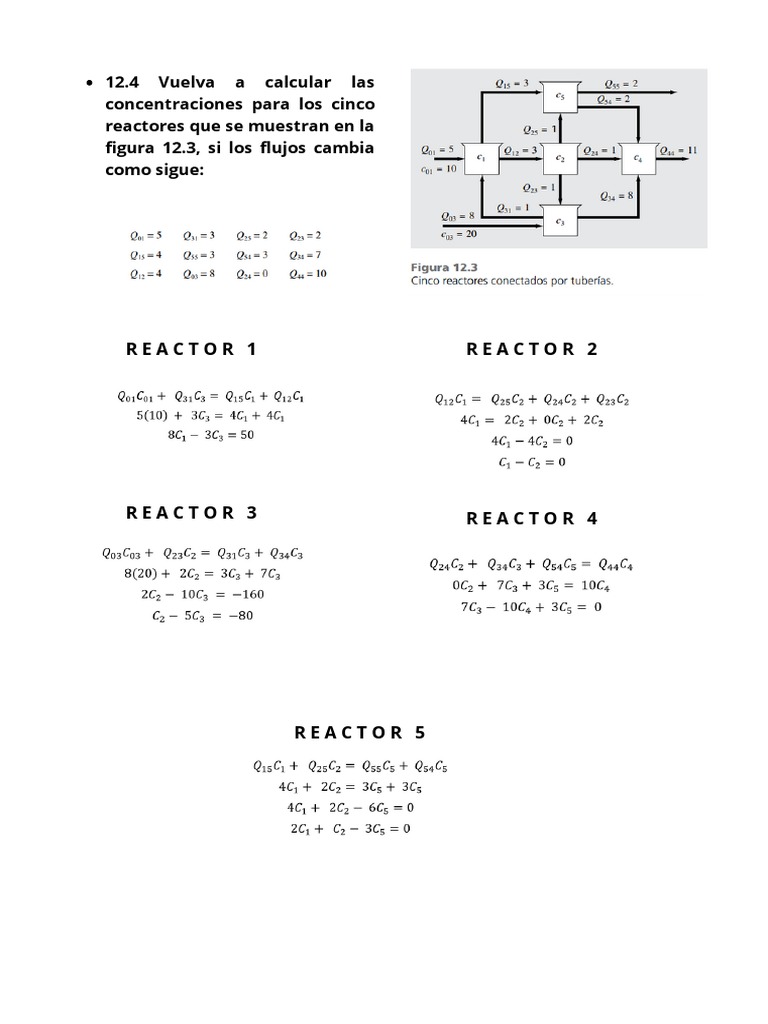 Recalcular Concentraciones Reactores | PDF