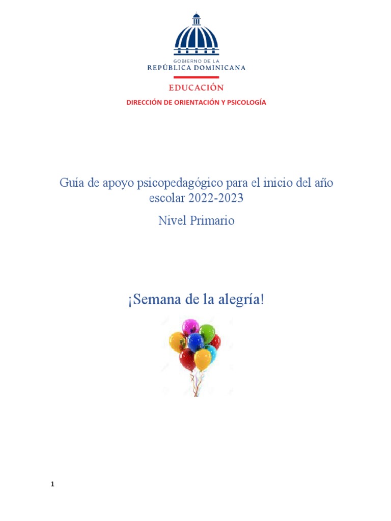 Guia Nivel Primario Año Escolar 2022-2023 | PDF | Salón de clases ...