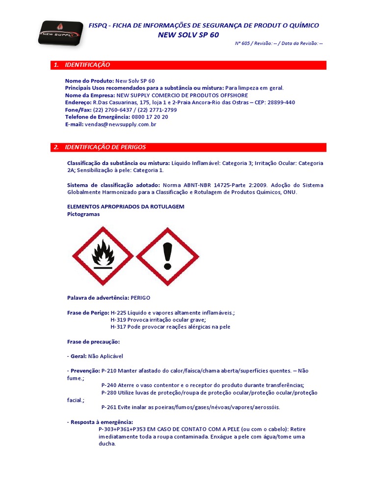 FISPQ-New Solv SP 60 | PDF