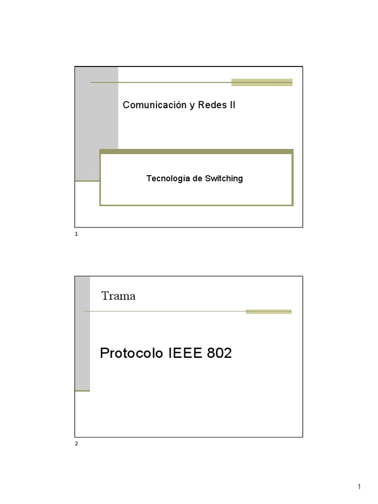 Protocolo IEEE 802: Trama | PDF | Conmutador de red | Enrutador (Computación)