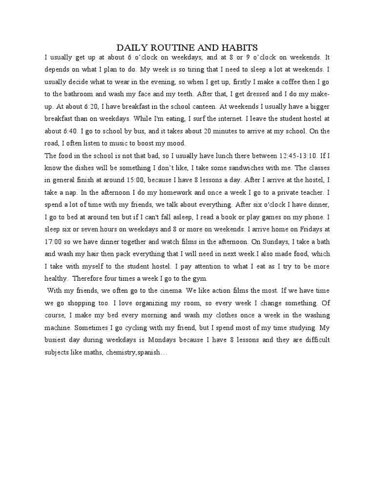 daily routine-tétel | PDF
