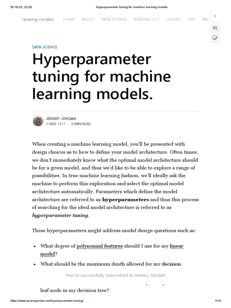 Hyperparameter Tuning For Machine Learning Models | PDF | Machine ...
