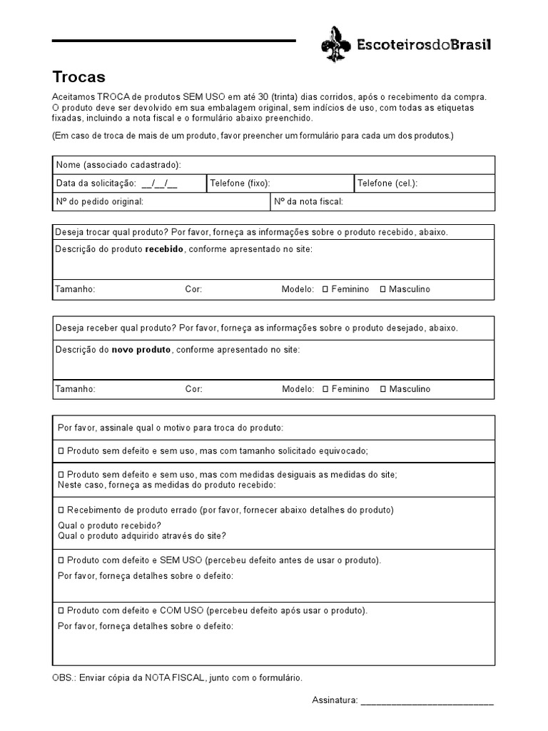 Formulário_Troca | PDF