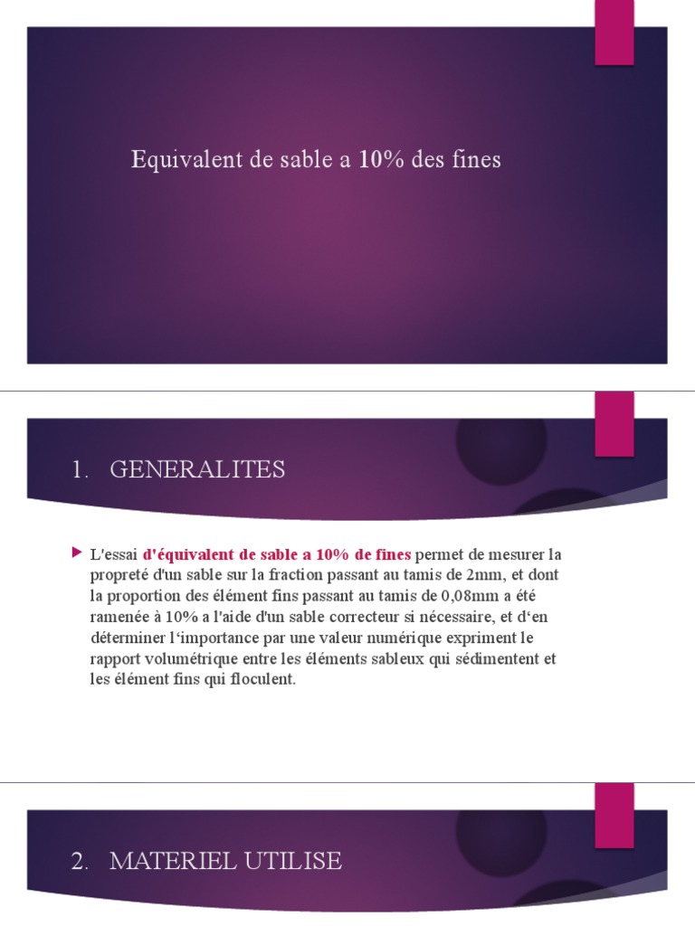 Essai d'équivalent de sable à 10% fines | PDF | Maison et jardin ...