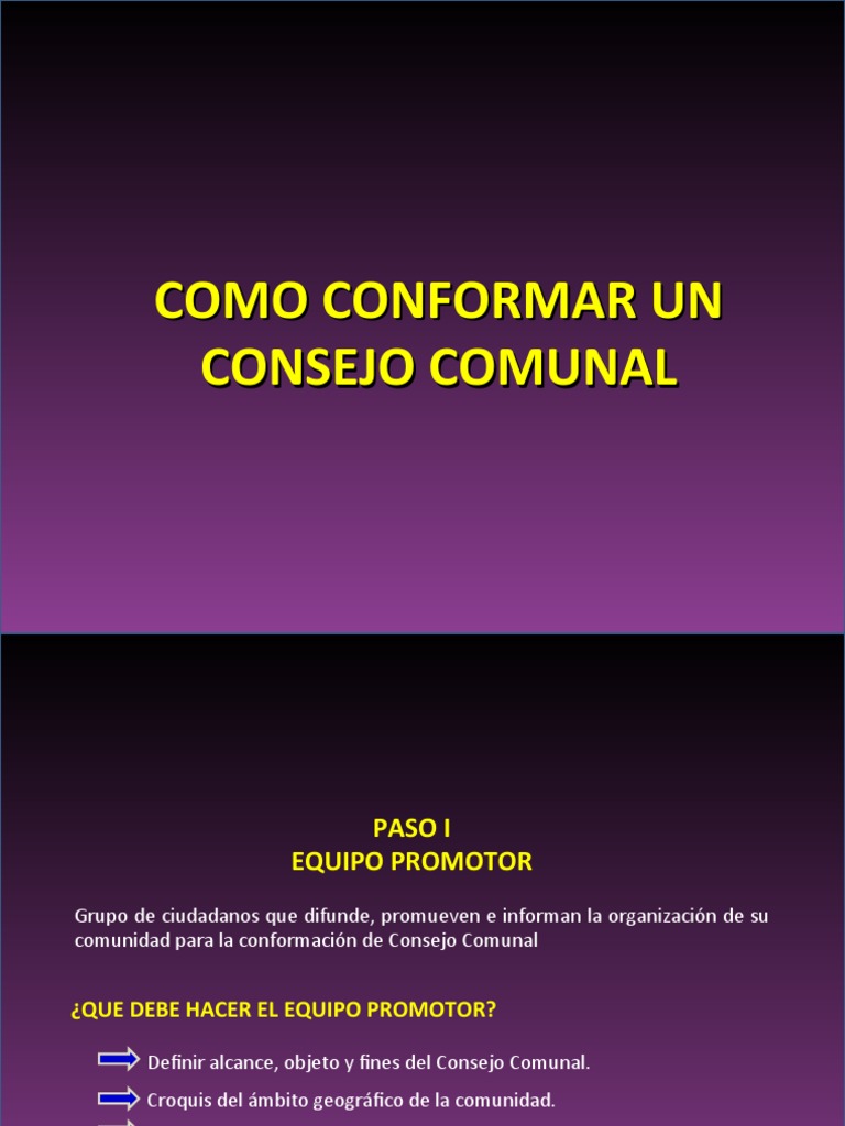 Pasos para Conformar Un Consejo Comunal | PDF | Gobierno | Responsabilidad