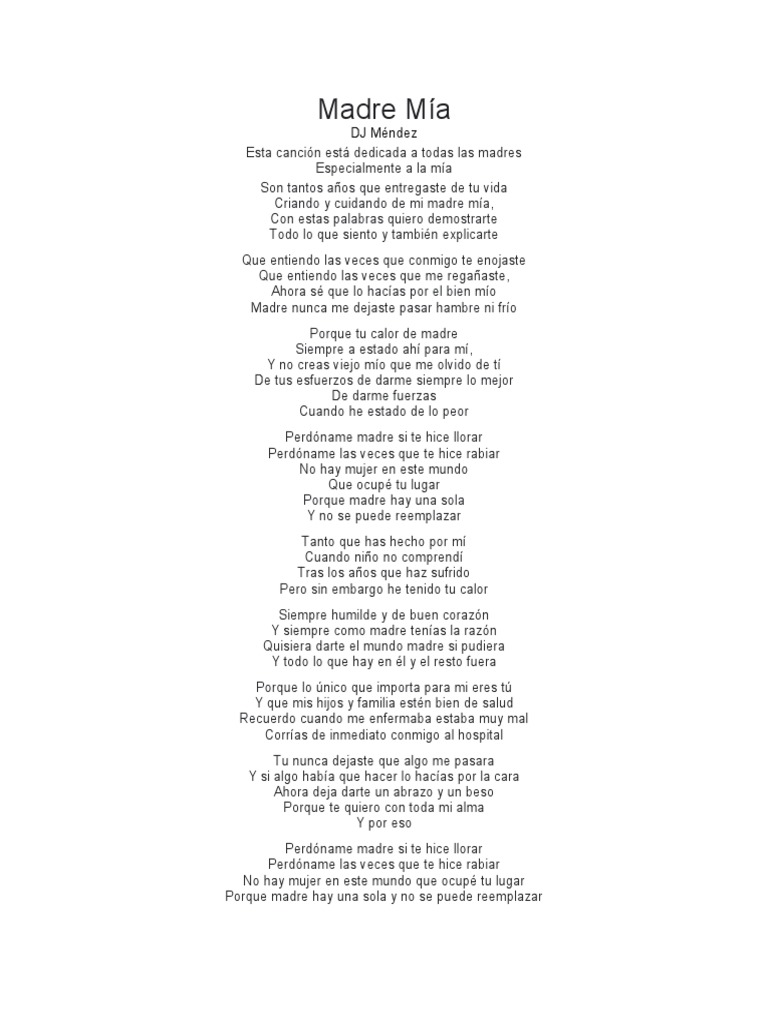 Madre Mía Letra | PDF