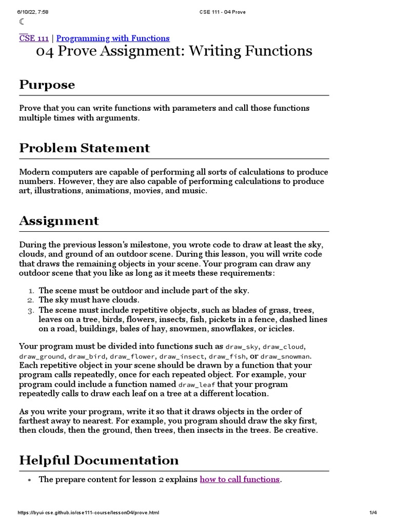 CSE 111 - 04 Prove - pdf4 | PDF | Parameter (Computer Programming) | Documentation