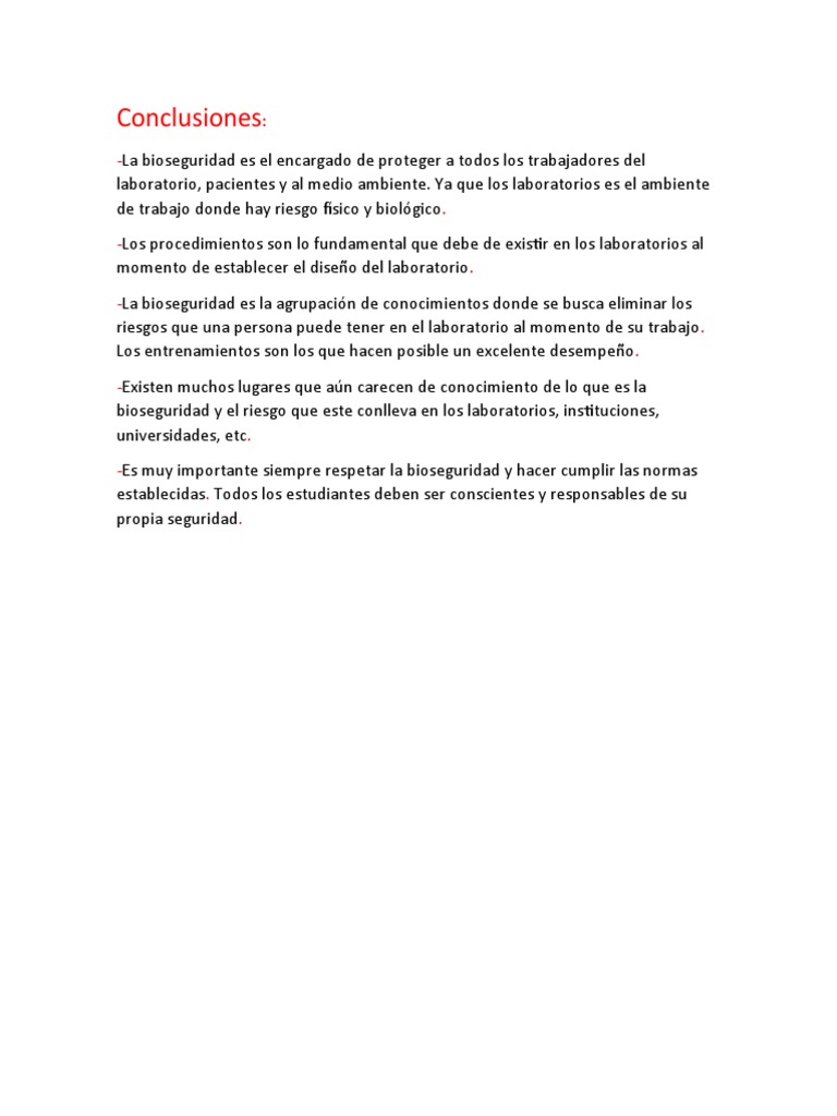 Conclusiones Tare de Biologia Practica | PDF | Relaciones personales, crianza y desarrollo ...