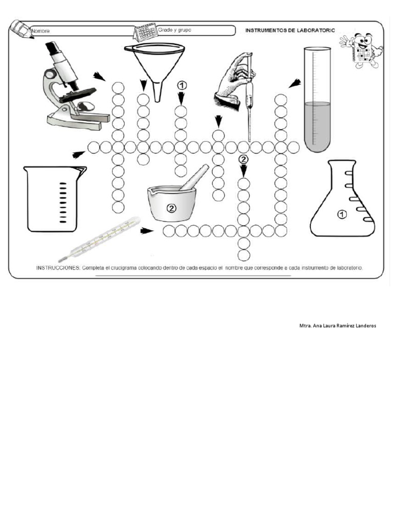 Crucigrama - Instrumentos de Laboratorio | PDF