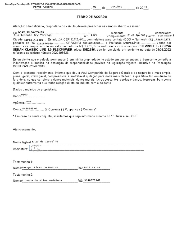 Termo de Acordo | PDF