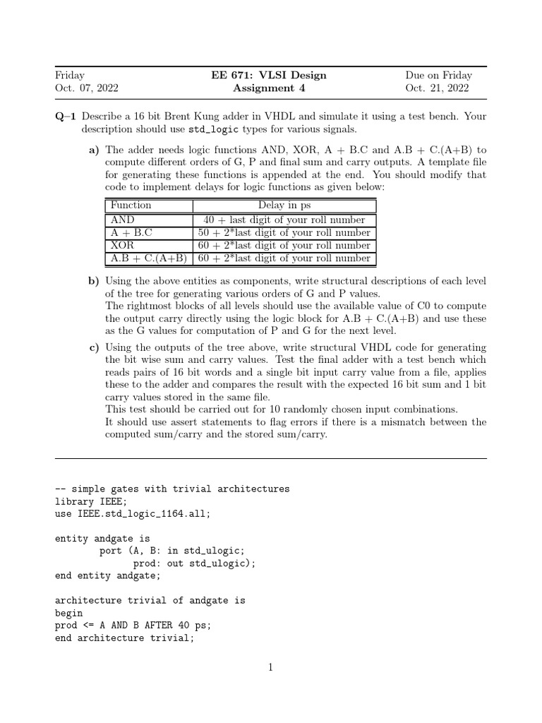 Assignment 4 | PDF | Vhdl | Computer Engineering