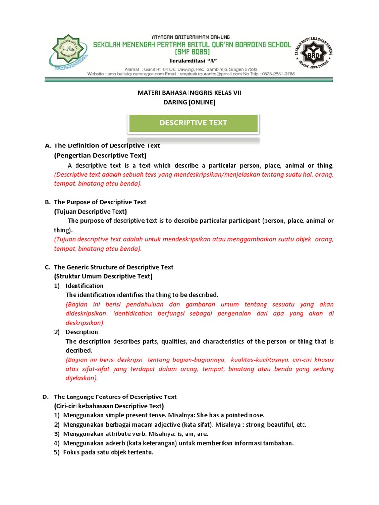 Materi B.inggris Kelas Vii Descriptive Text | PDF | Komodo Dragon