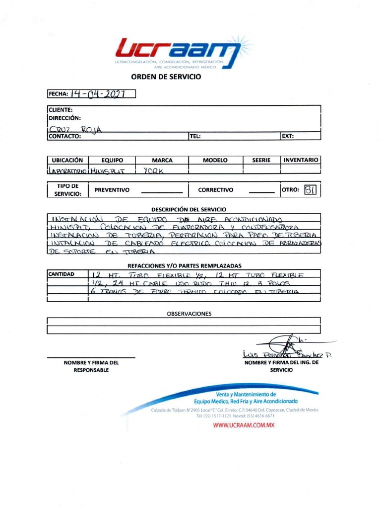 Orden de Servicio | PDF
