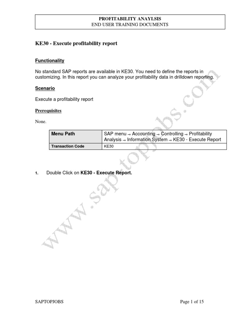 KE30 Profitability Report Guide | PDF | Expense | Cost
