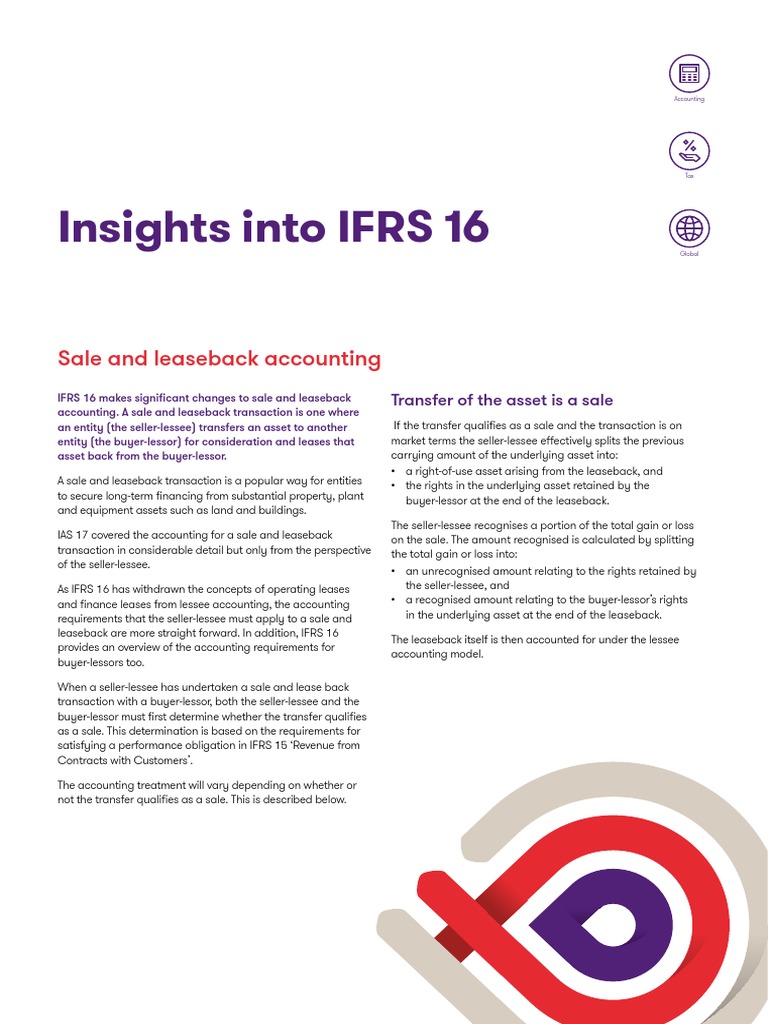 IFRS 16 Sale and Leaseback Accounting | PDF | Debits And Credits ...
