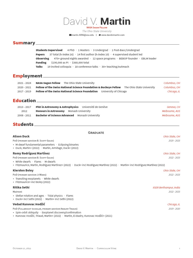 DVM CV | PDF | Exoplanet | Physical Sciences