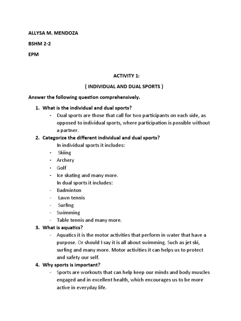 Mendoza, Allysa - Epm - BSHM 2-2 - Activity 1 | PDF