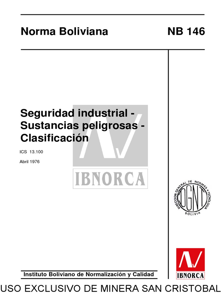 NB 146 - 1976 | PDF | Bolivia | Gobierno