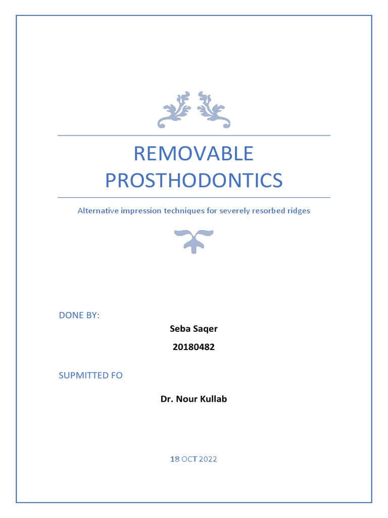 Impression Techniques for Resorbed Ridges | PDF | Dentures | Dentistry ...