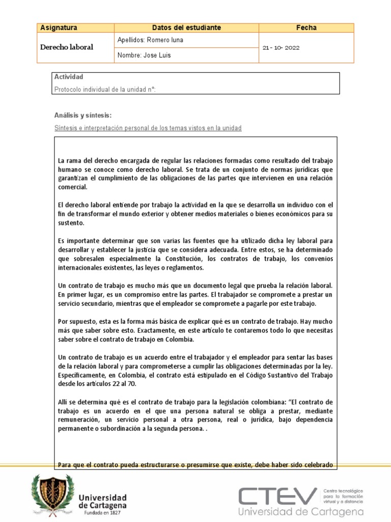 Plantilla Protocolo Individual | PDF | Derecho laboral | Salario