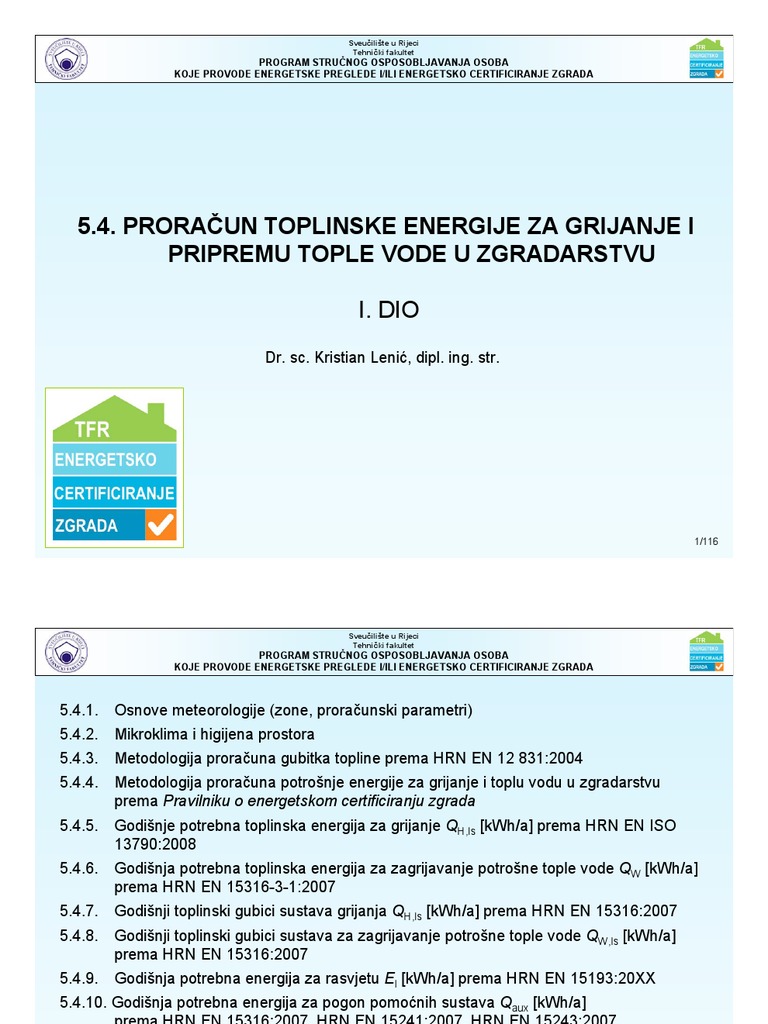13_Proracun Toplinske Energije - 1 Dio