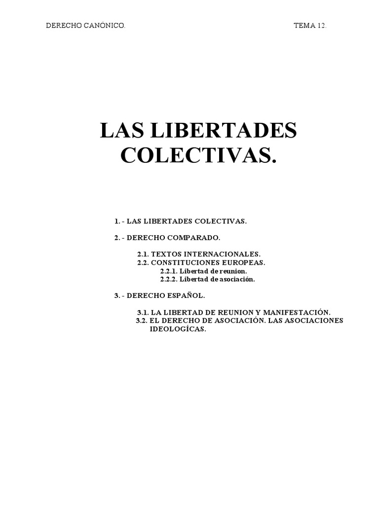 Libertades Colectivas en Derecho Canónico | PDF | Libertad | Constitución