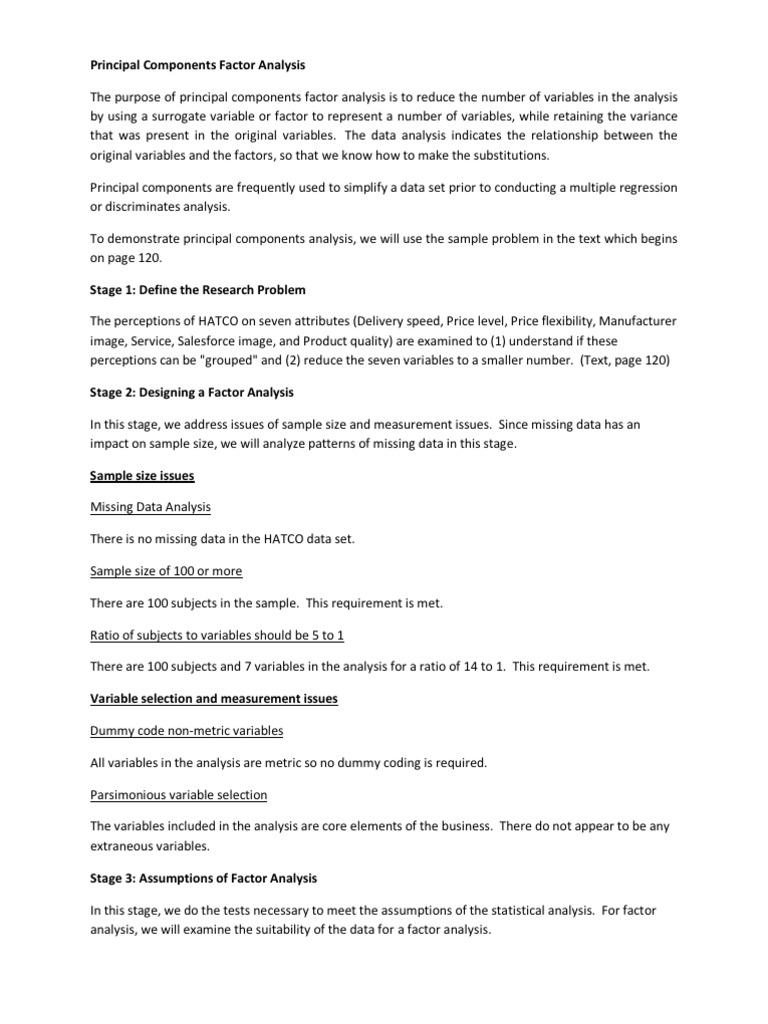Principal Components Factor Analysis | PDF | Factor Analysis | Multivariate Statistics