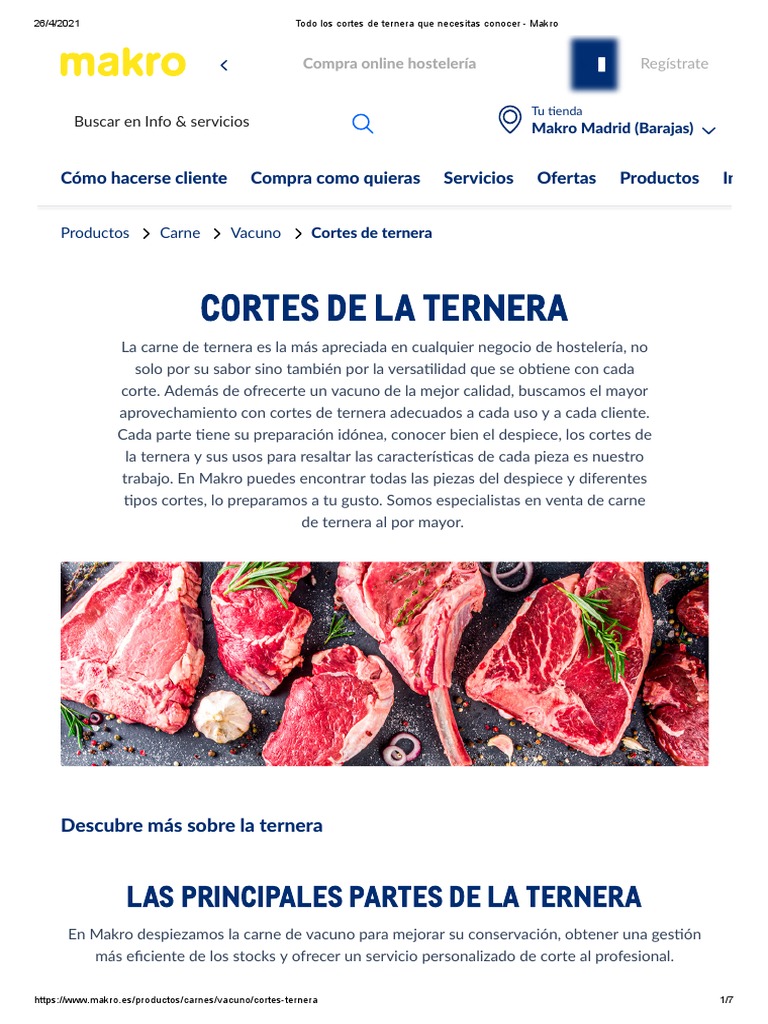 Guía Completa de Cortes de Ternera | PDF | Productos animales ...