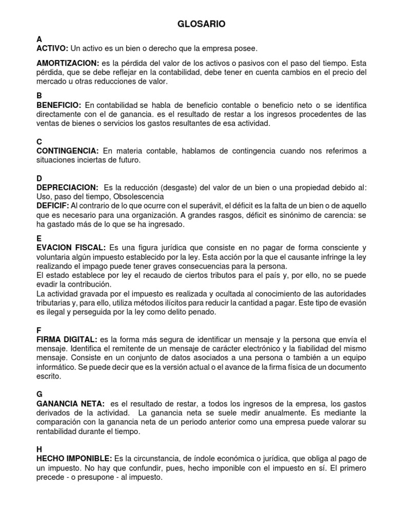 GLOSARIO | PDF | Contabilidad | Impuestos
